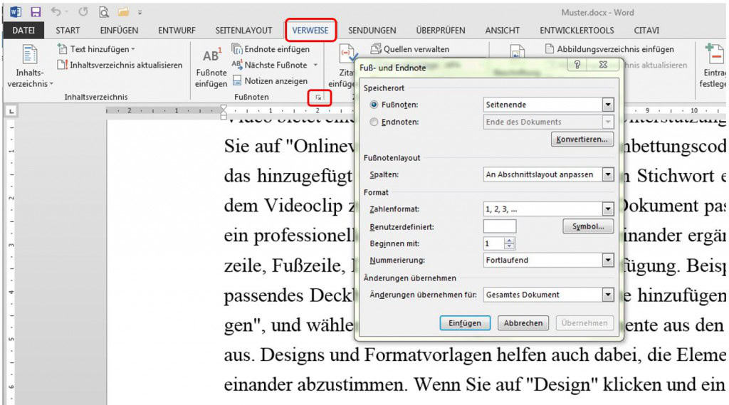 Fußnoten in Word 2013 - Wissenschafts-Thurm